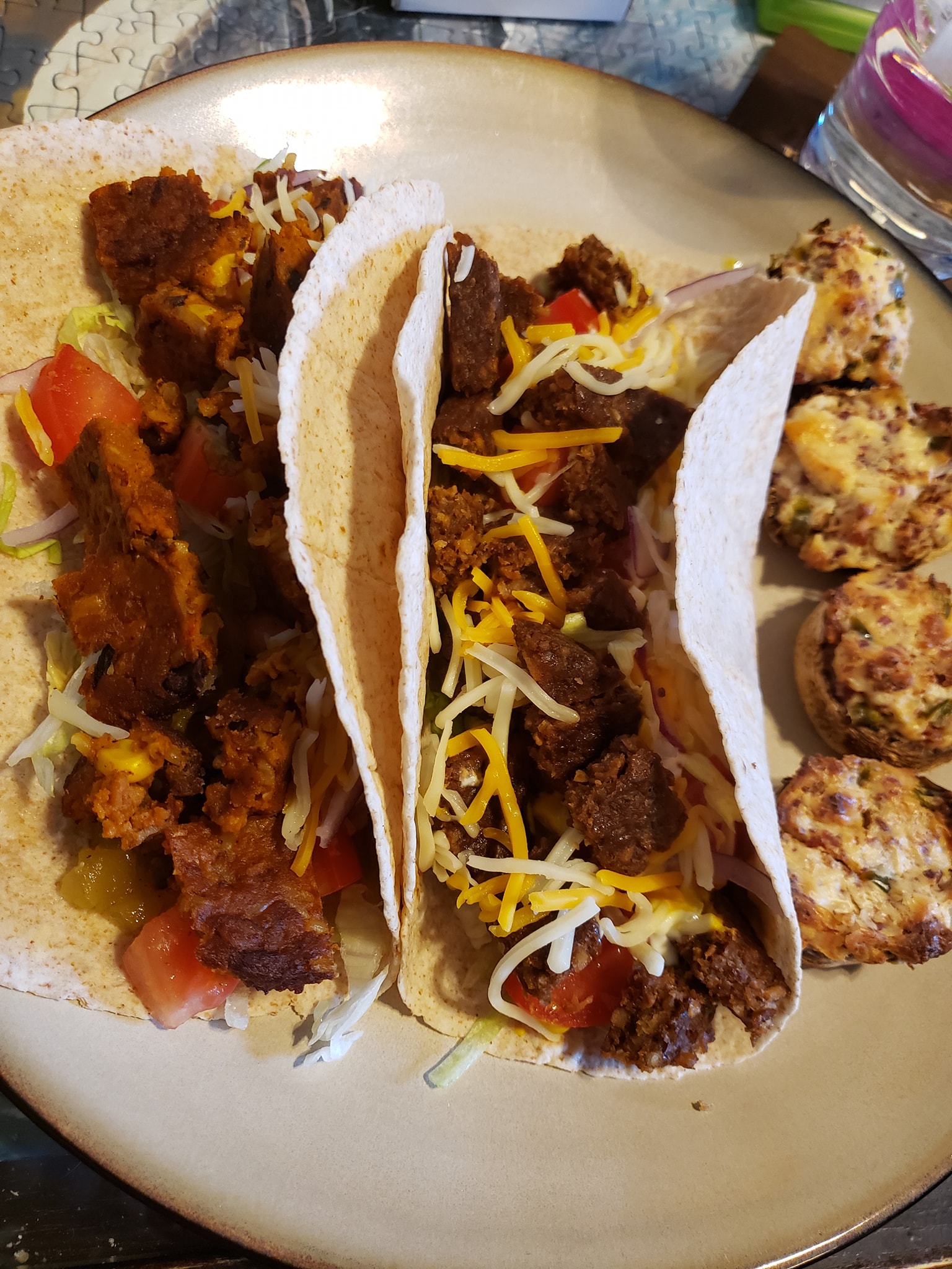 Veggie Burger Night with low carb tortillas (and jalapeno popper stuffed mushrooms) | Scrolller