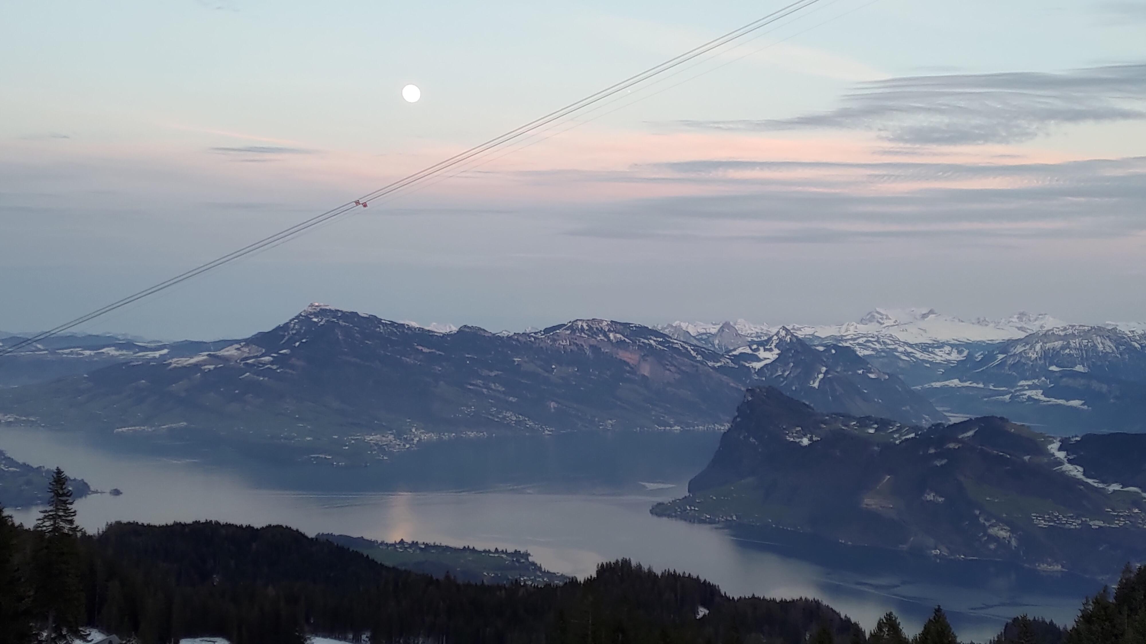 Vierwaldstättersee, Trichter - With the moon rising over Rigi | Scrolller