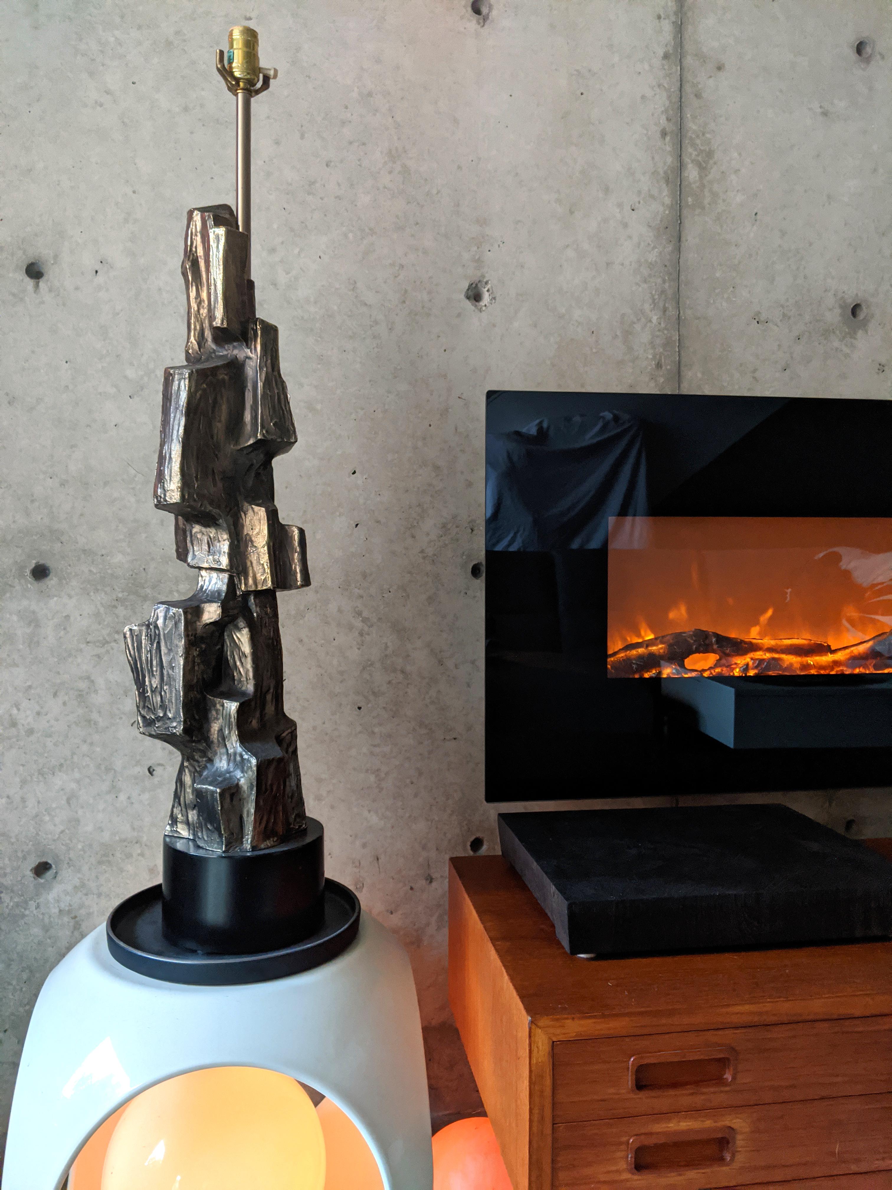 Vintage 60's brutalist metal lamp | Scrolller