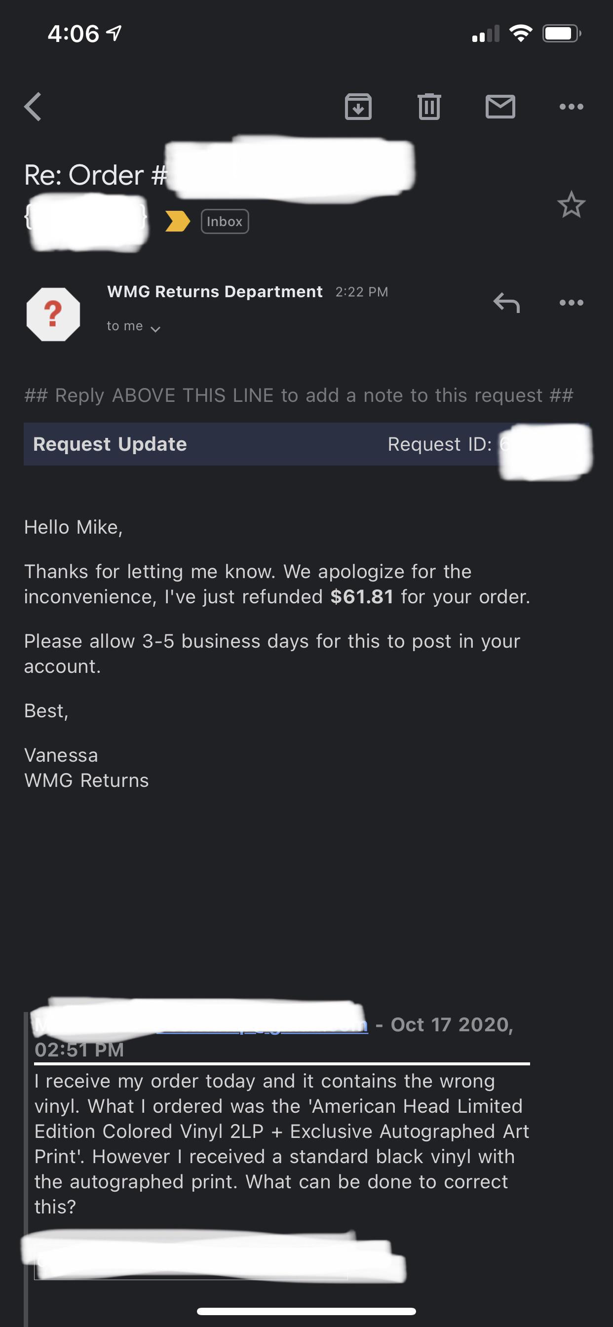 Warner Brothers response for the, American Head Limited Edition Colored Vinyl 2LP + Exclusive ...