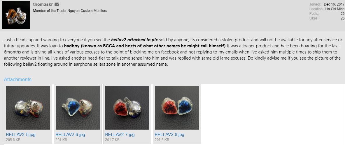 Watch out for a stolen set of NCM Bella v2 UIEMs! | Scrolller