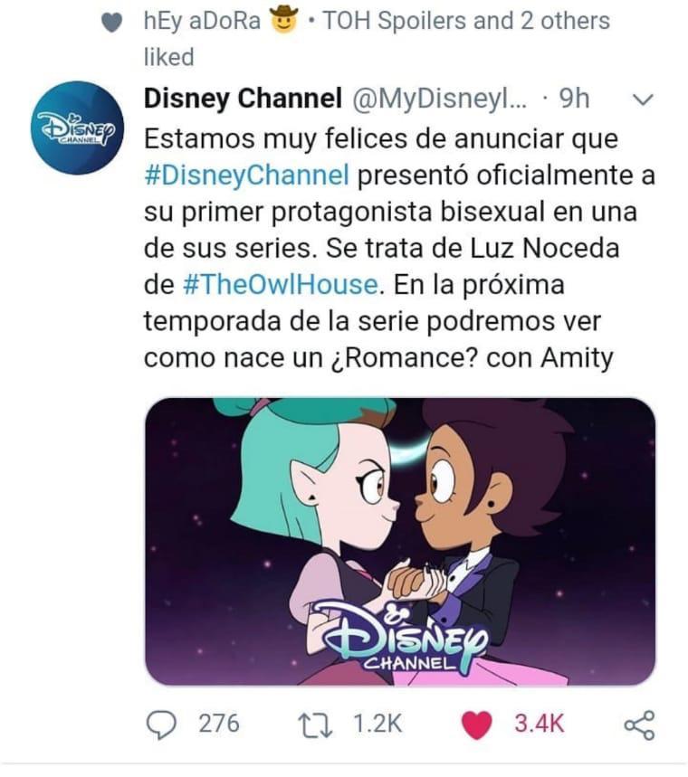 “We are so happy to announce that Disney Channel has officially presented their first bisexual ...