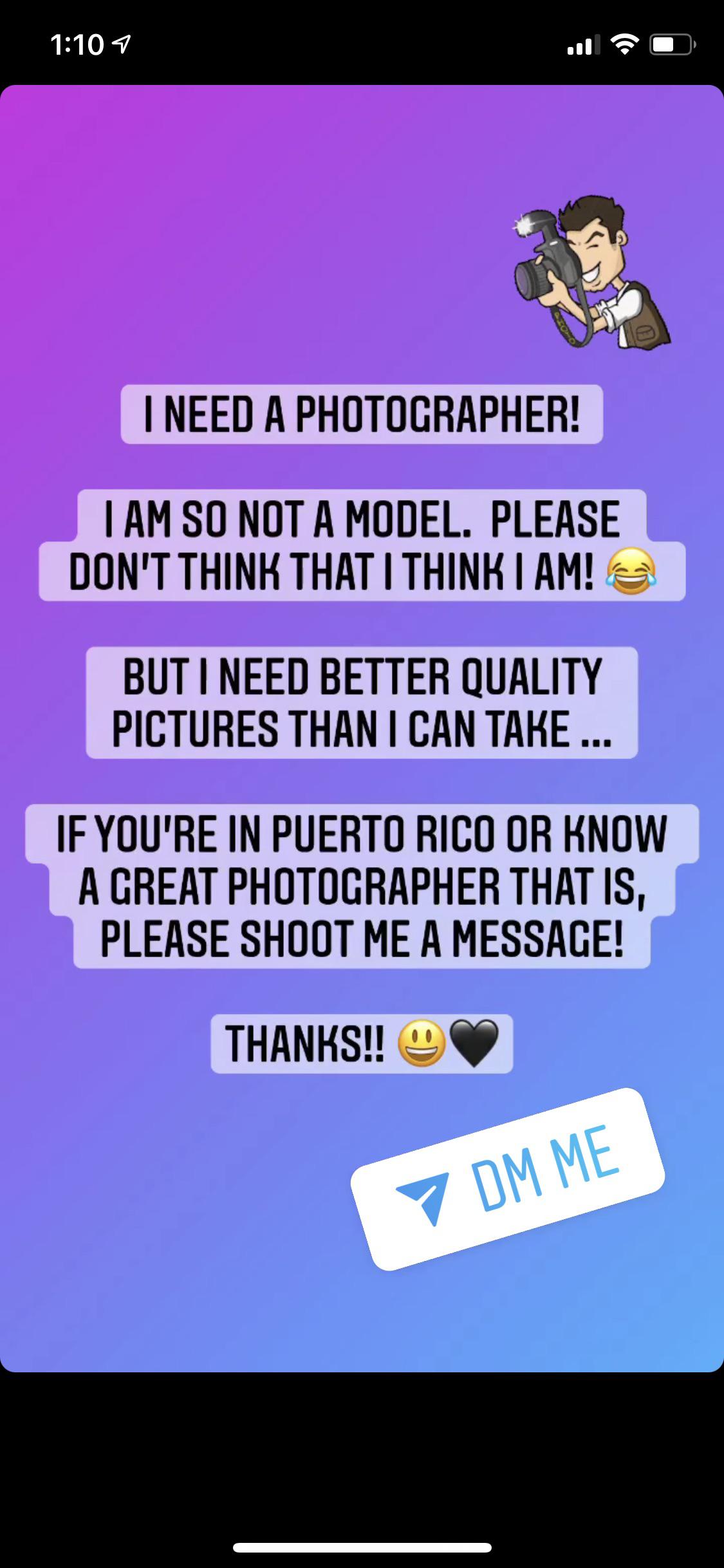 We need her to get boudoir done, so if you are part of this group and live in PR... you know ...