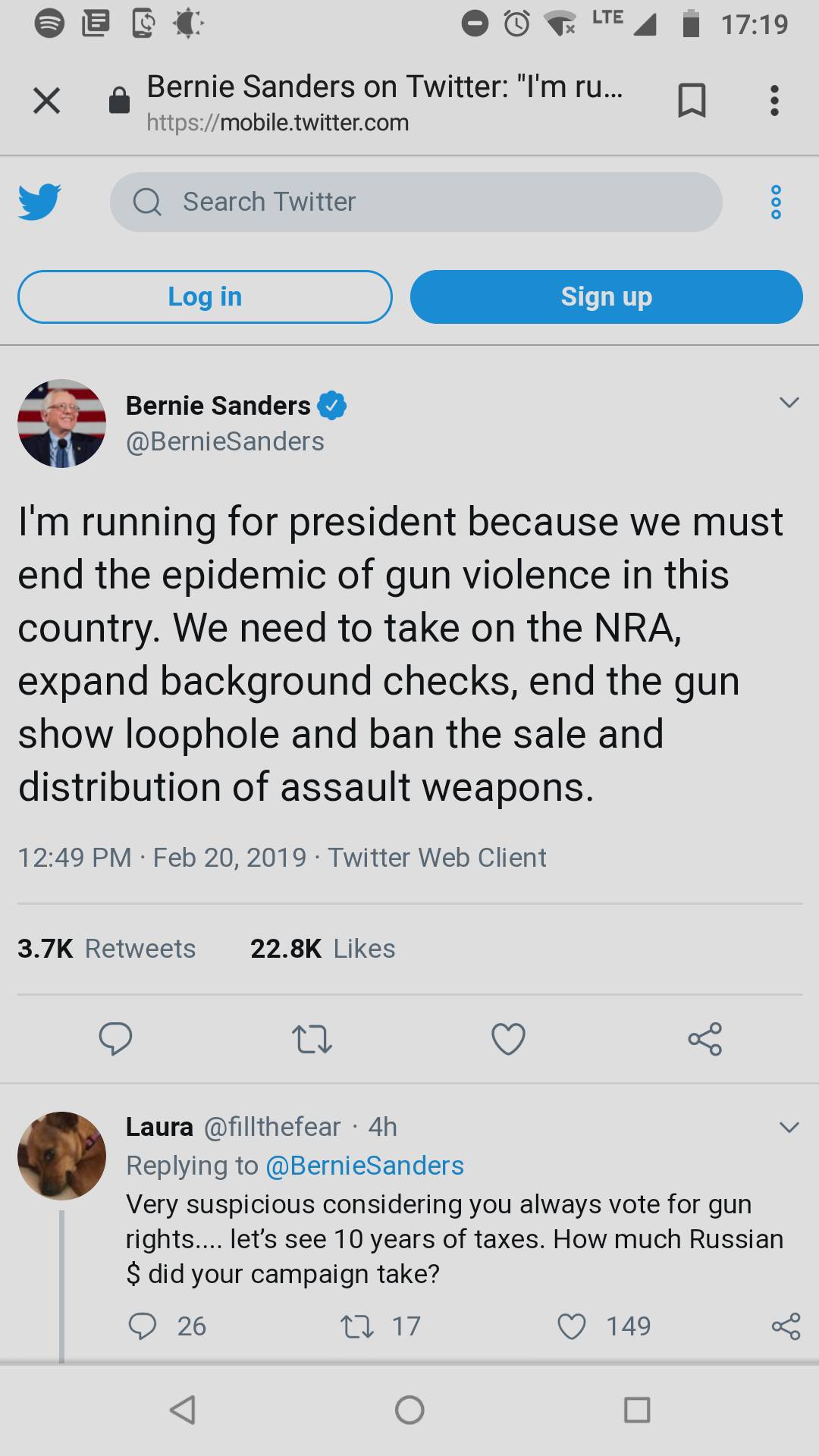 "We need to... ban the sale and distribution of assault weapons." - the Bern | Scrolller