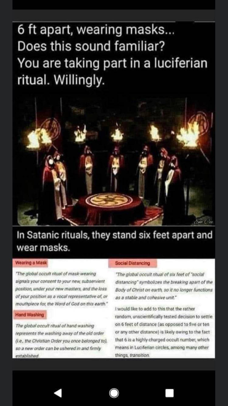 Wearing a mask = participating in a luciferian ritual | Scrolller
