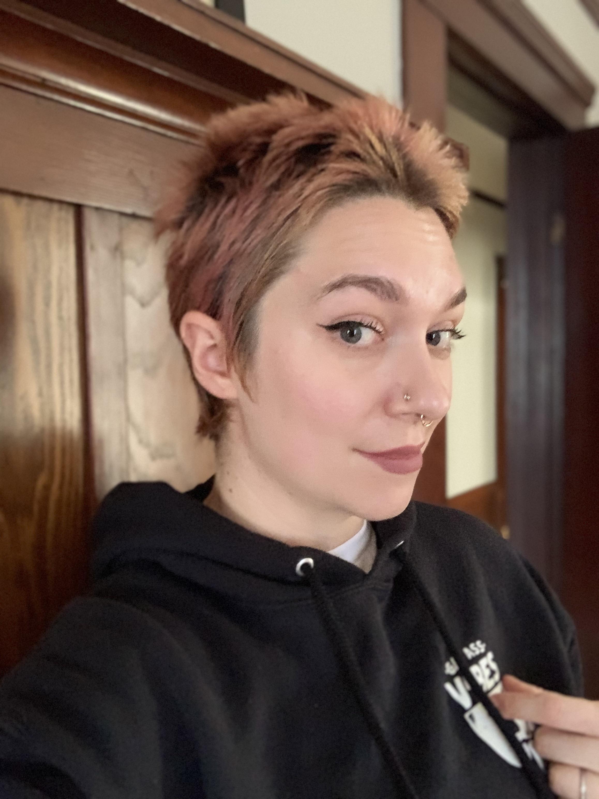 What do I do with this shaggy post-buzz cut grow-out? Not long enough for pixie yet. | Scrolller