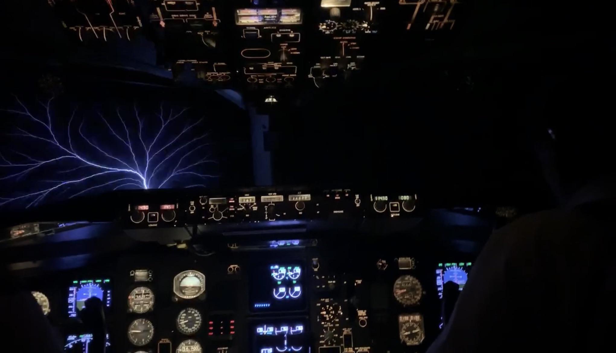 What “St. Elmo’s Fire” (Static build up), looks like from the Flight Deck. | Scrolller