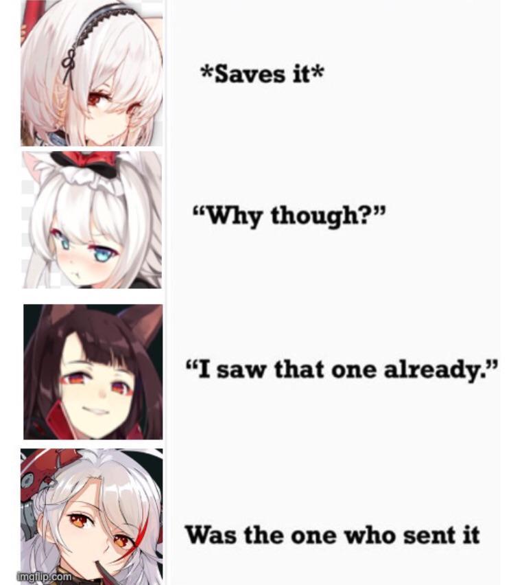When Commander lewds start showing up in the group chat [Sirius, Hammann, Akagi, Prinz Eugen ...