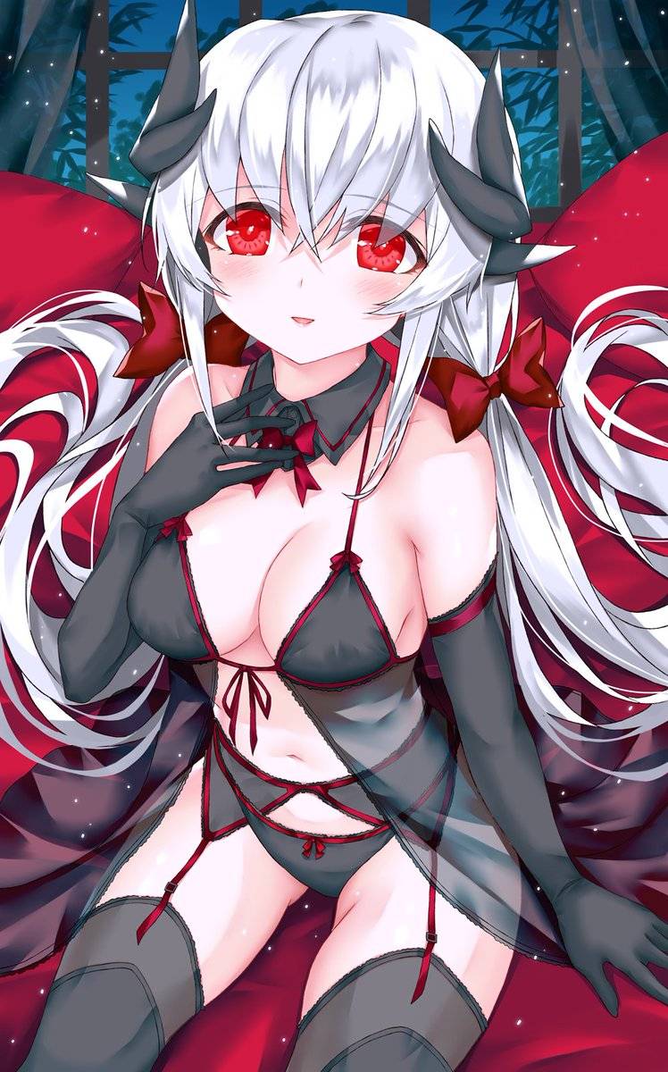 White hair kiyo in a lingerie | Scrolller