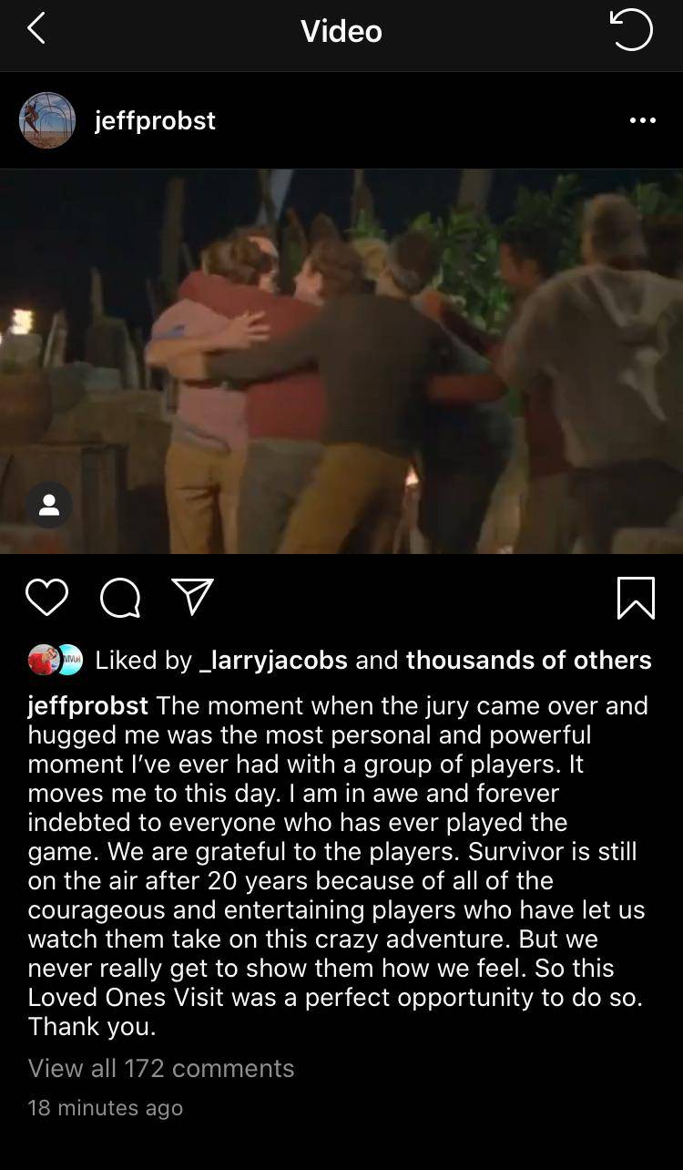 Wholesome Instagram post from Jeff Probst | Scrolller