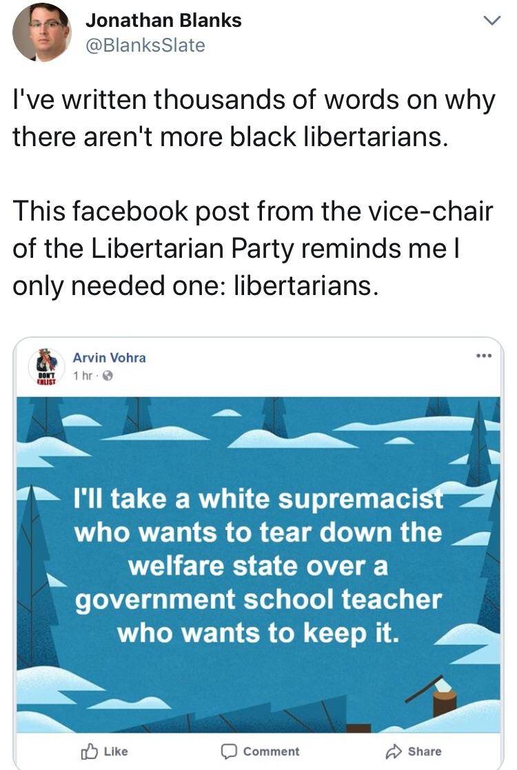 "Why aren't there any black libertarians?" | Scrolller