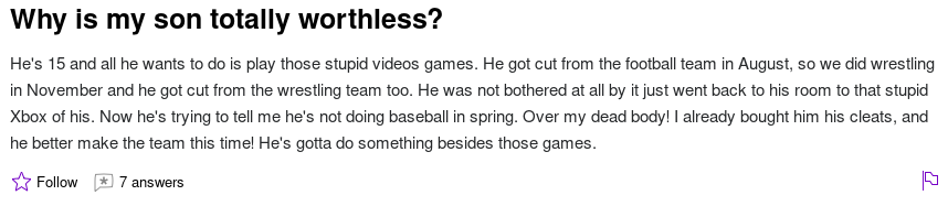 Why is my son totally worthless? | Scrolller