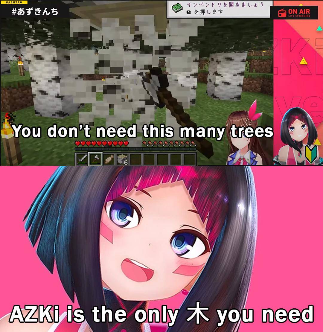 Yandere AZKi chopping down trees | Scrolller