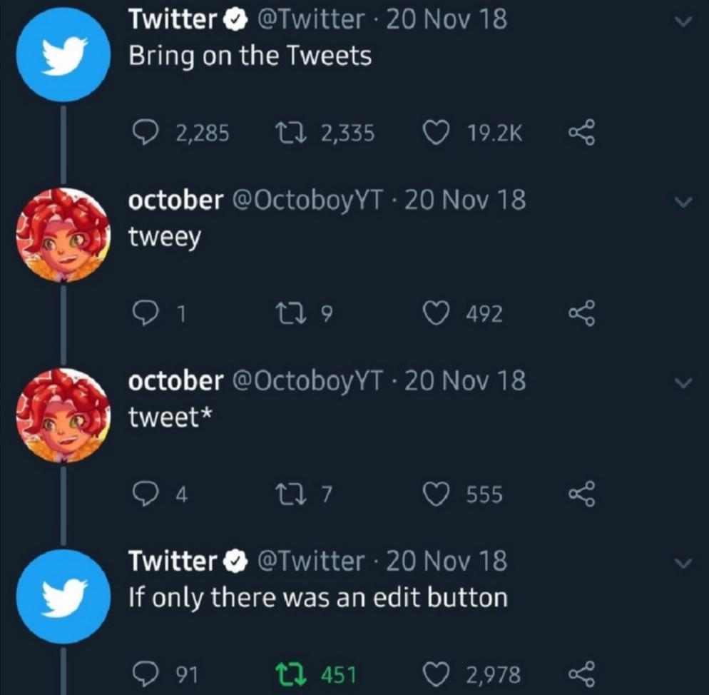 Yeah I wonder who could fix THAT problem, Twitter? | Scrolller