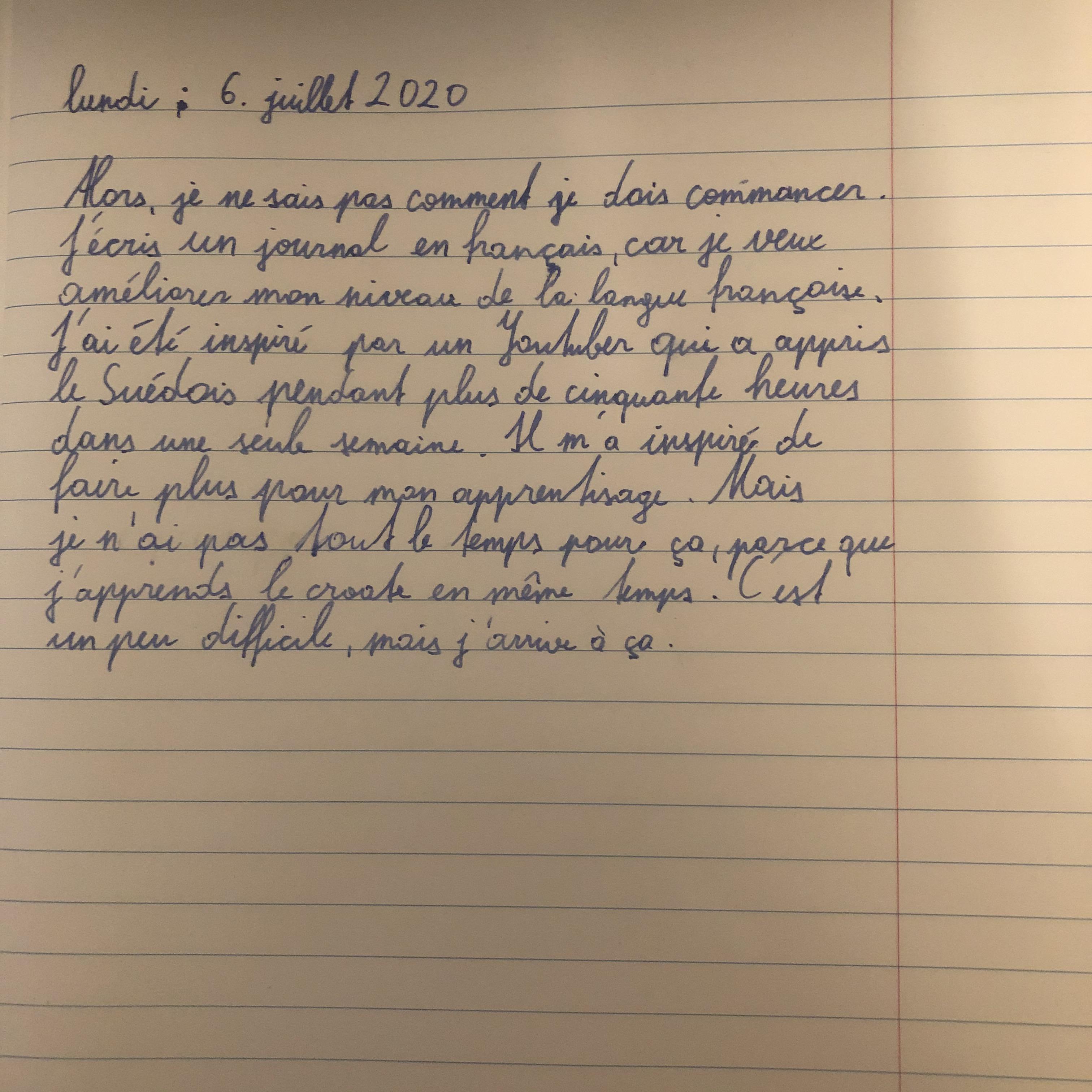 Yesterday, I started writing a diary in french in order to extend my ...