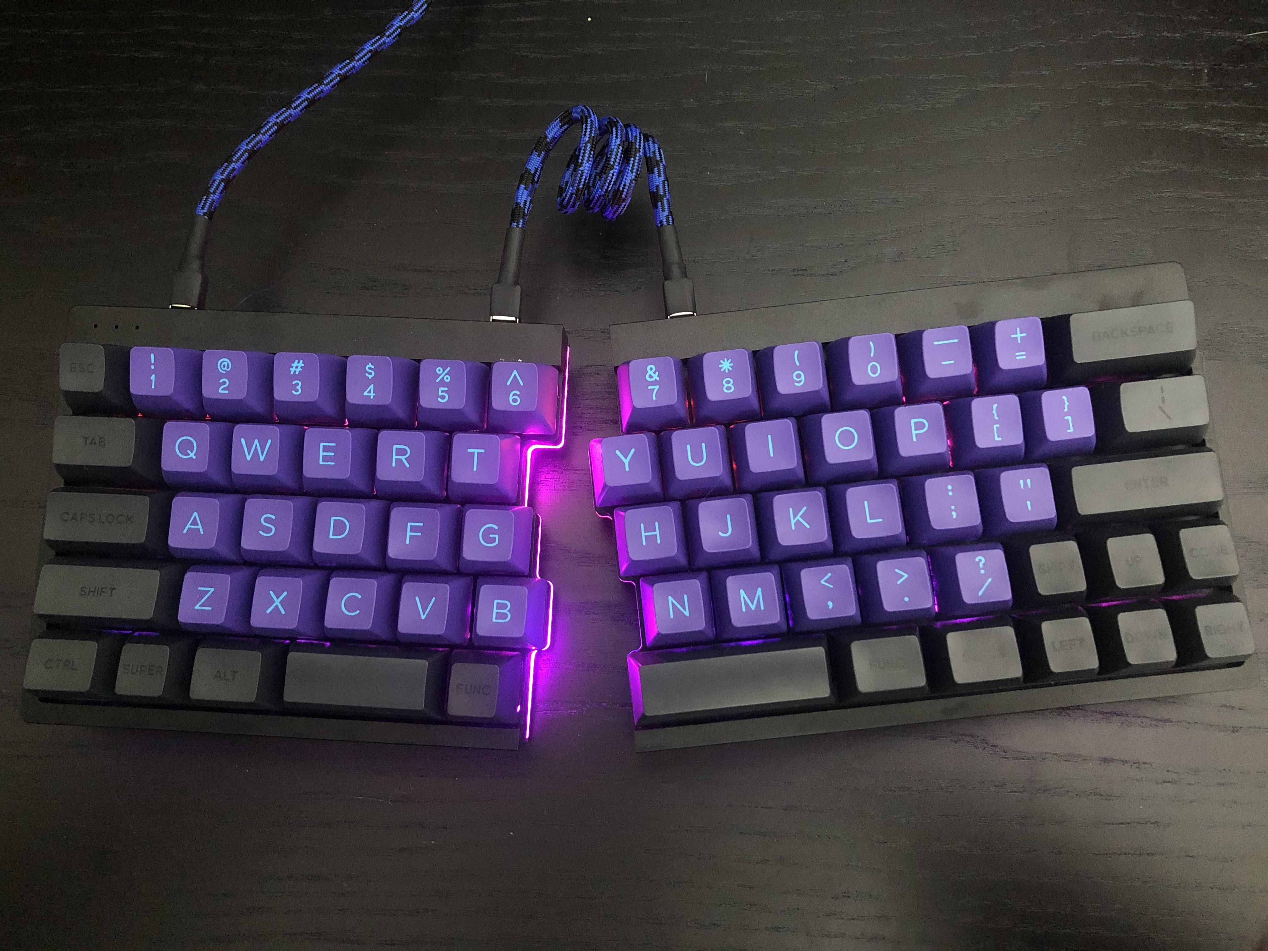YMDK Split 64 / Blue Zilents V2 (62g) / Domikey SA keycaps | Scrolller