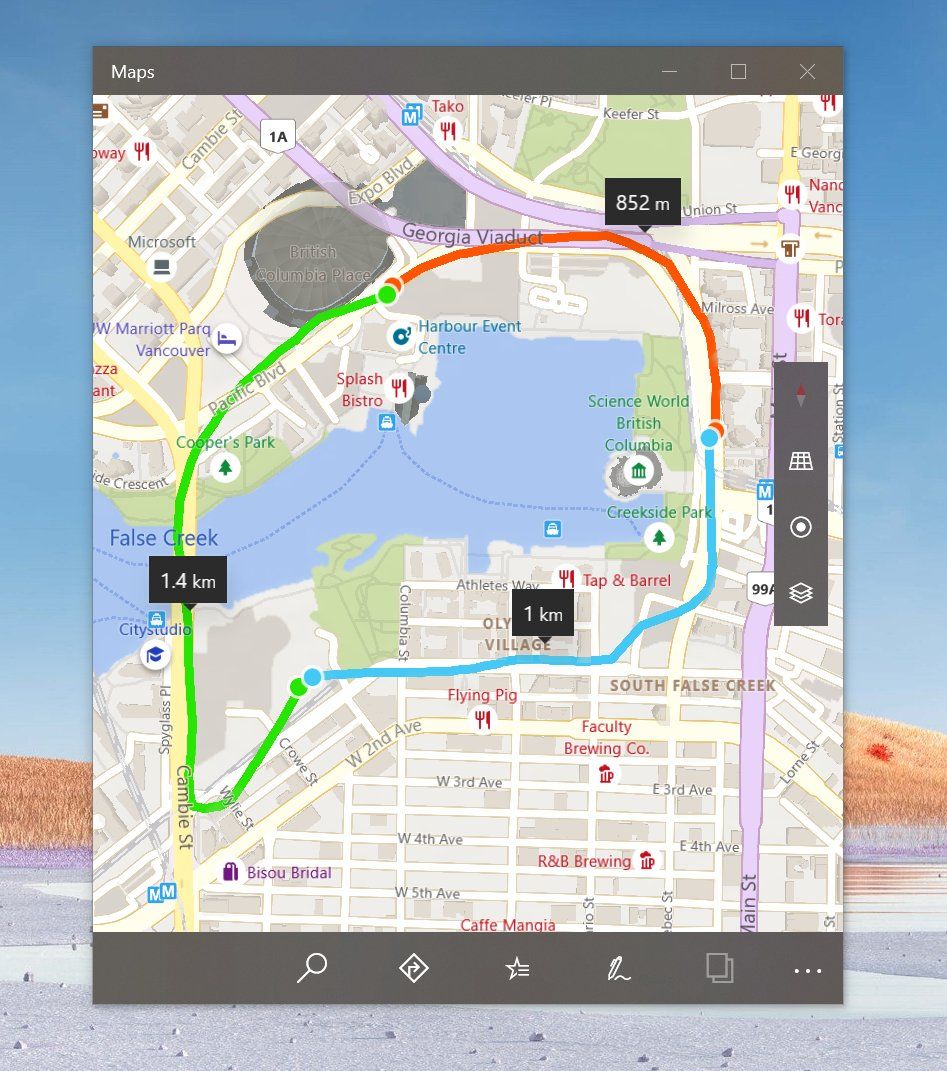 You can measure the distance of routes (for running, distance ...