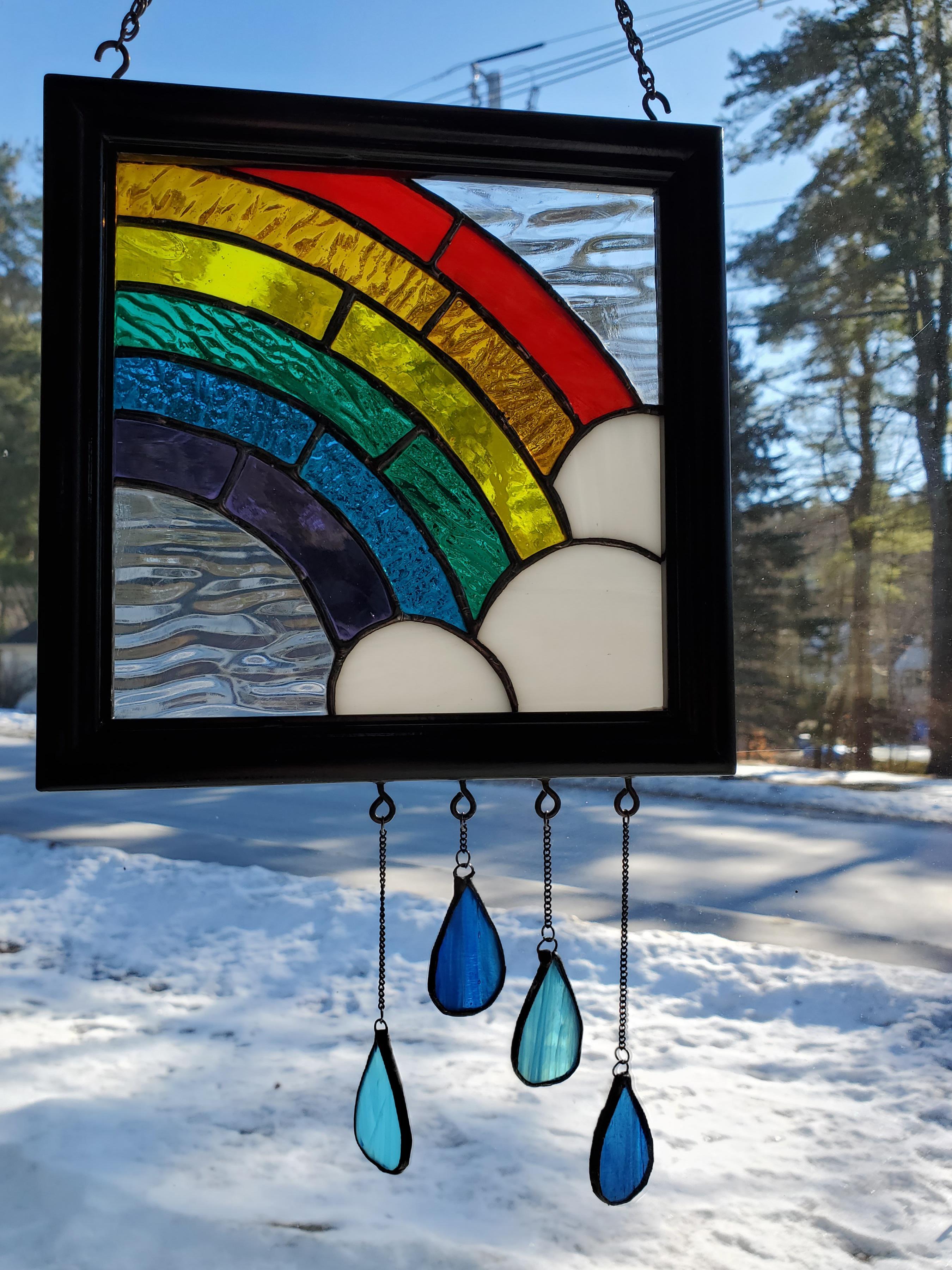 you can't have a rainbow without the rain, me, stained glass, 2021 ...