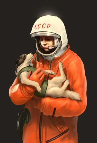Yuri Gagarin and Laika by artist superfastwire | Scrolller