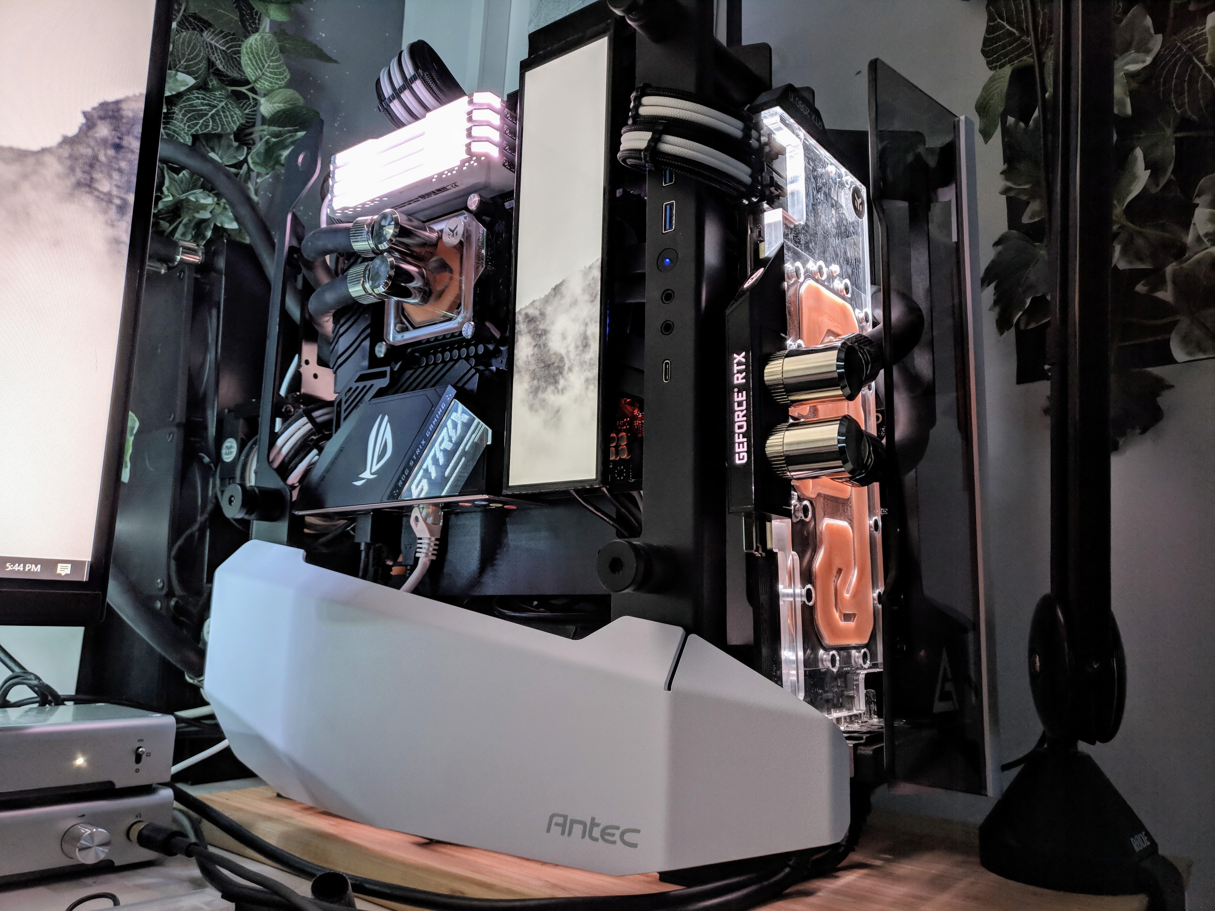 [10900K/2080Ti] Dual Loop mATX Antec Striker Build | Scrolller