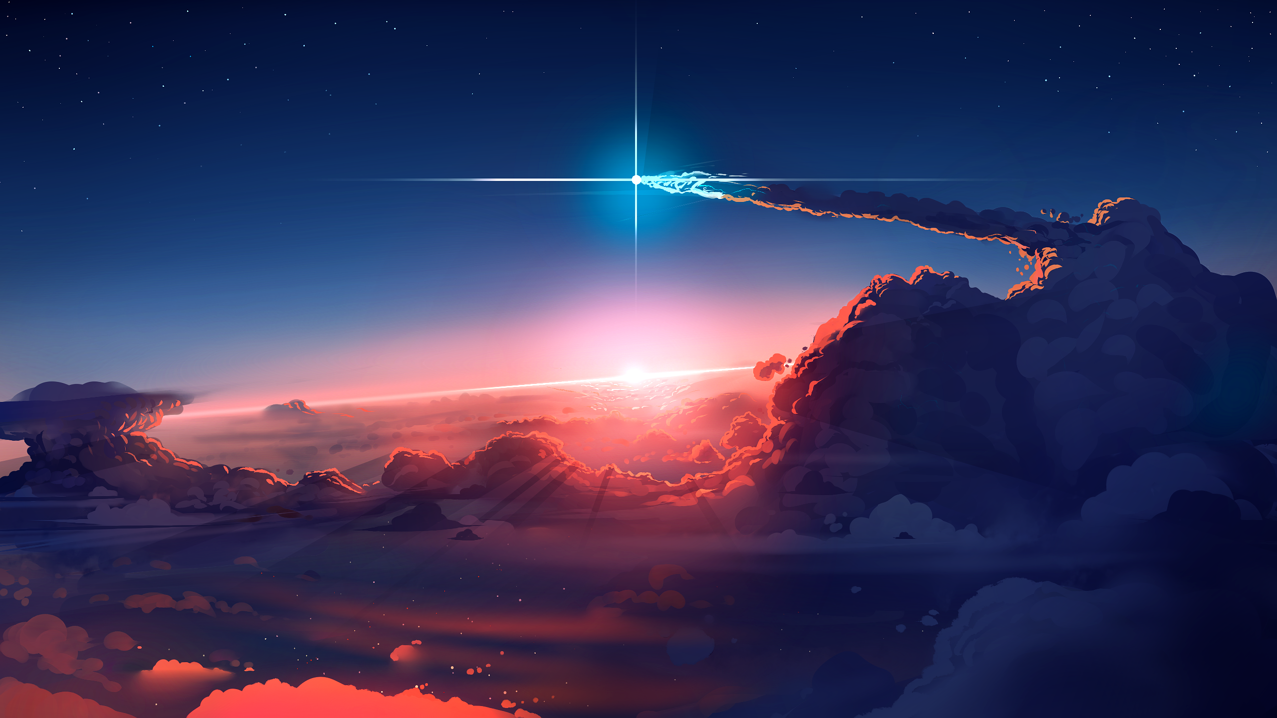 [2560x1440] Beautiful sunset with a rocket | Scrolller