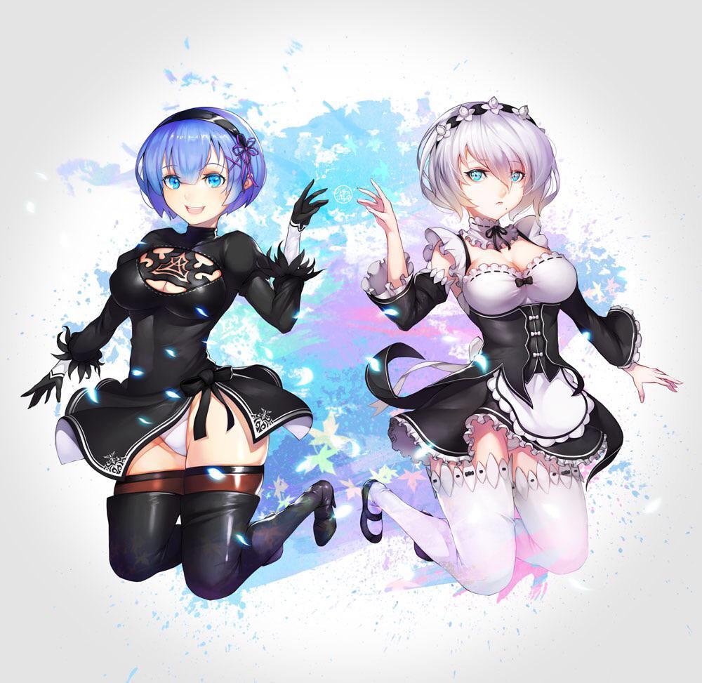 2b and Rem switching outfits [re:zero] [nier automata] | Scrolller