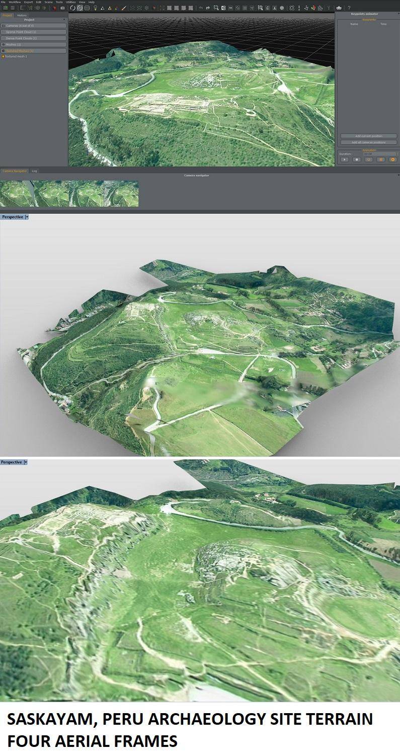 3D terrain of Saskayam, Peru archaeological site from 4 aerial frames | Scrolller