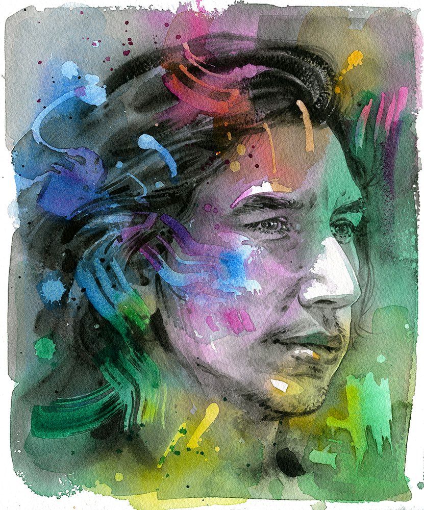 A creative portrait of Adam Driver, done by professional illustrator and artist Joanna Barnum ...