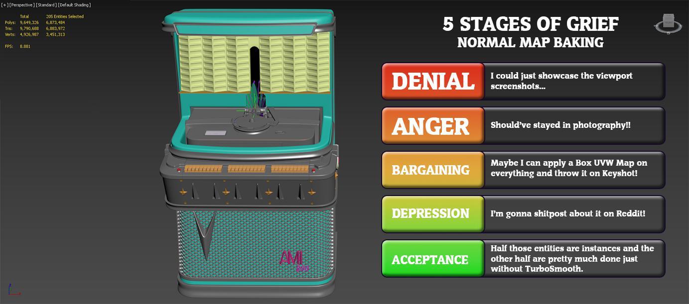 A Jukebox and the 5 Stages of Grief - Normal Map Baking | Scrolller