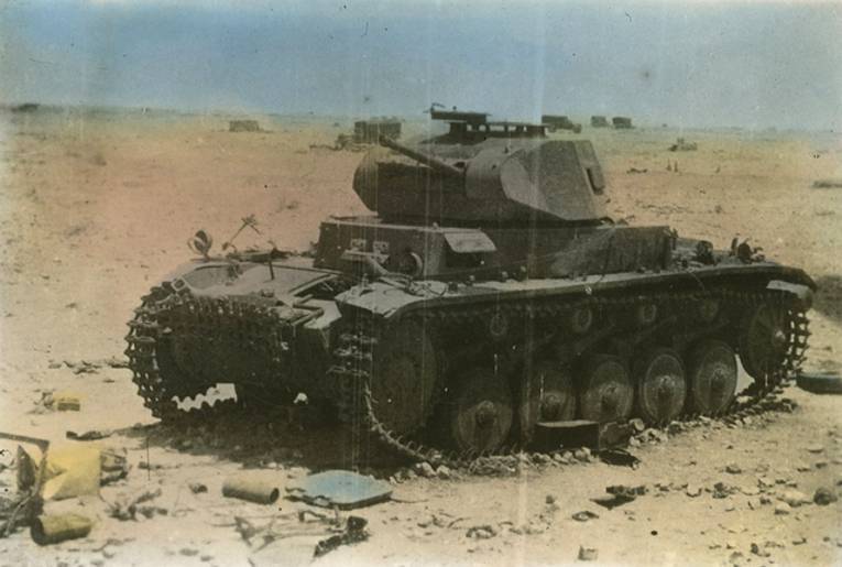 A knocked out Panzer II in Libya 1941. | Scrolller