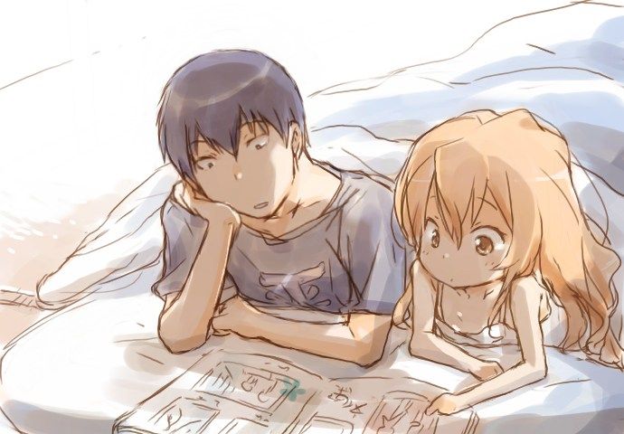 A lazy Sunday, reading together in bed [Toradora] | Scrolller
