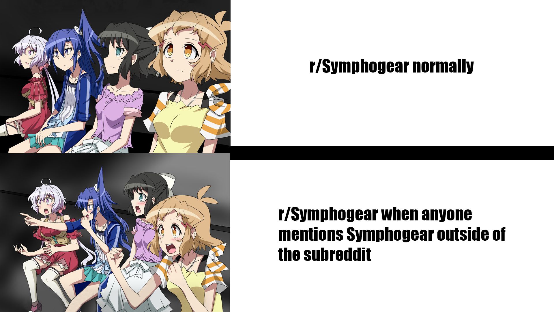 A long dead meme format, Symphogearized (Template and images in comments) | Scrolller