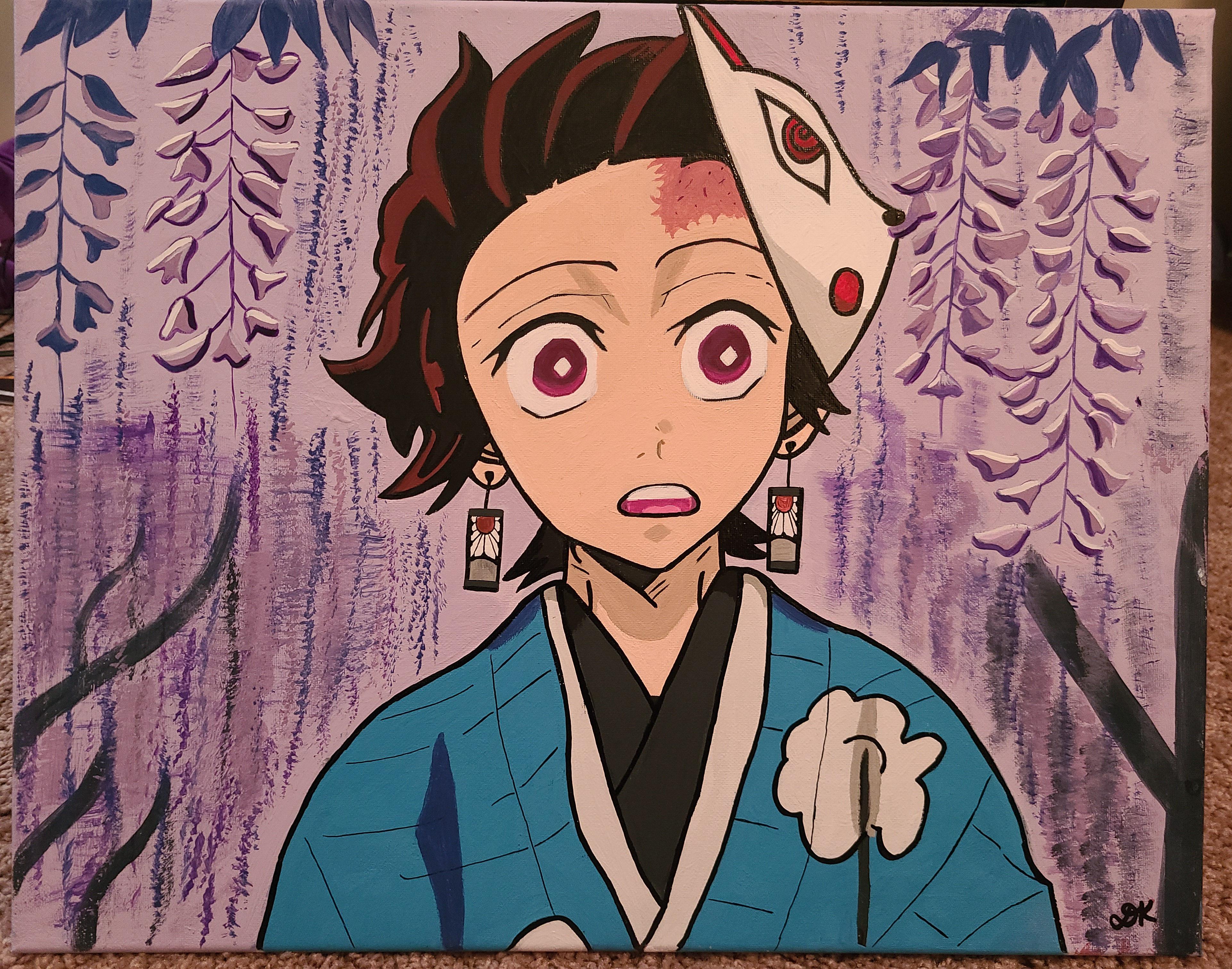 A painting I did of Tanjiro at final selection. | Scrolller