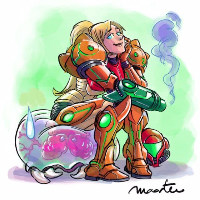 A sketch I made in Procreate on the iPad pro after playing Super Metroid for the first time ...