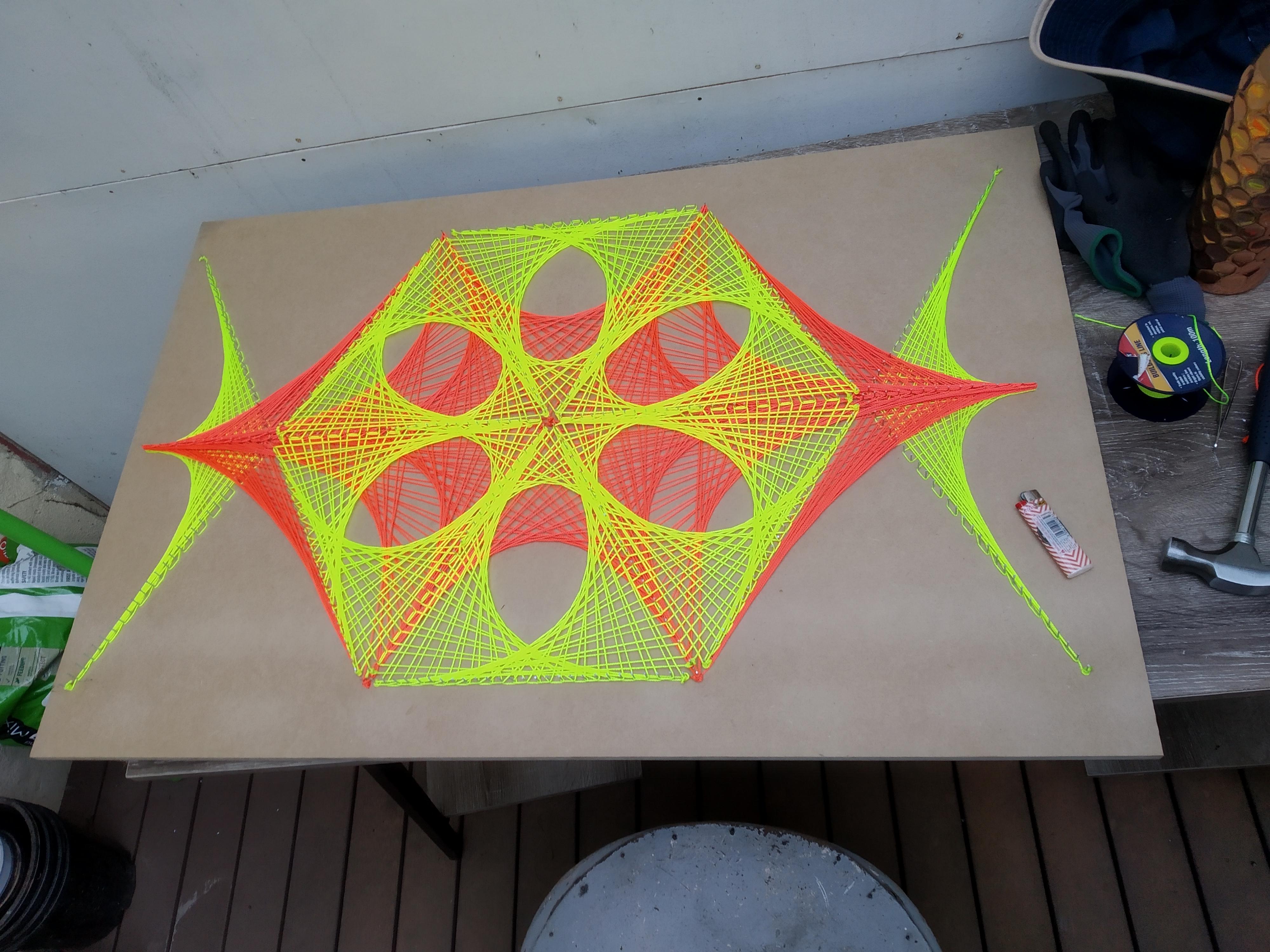 A string art project I've made at home. Measures: 2 x 3 feet. Made on ...