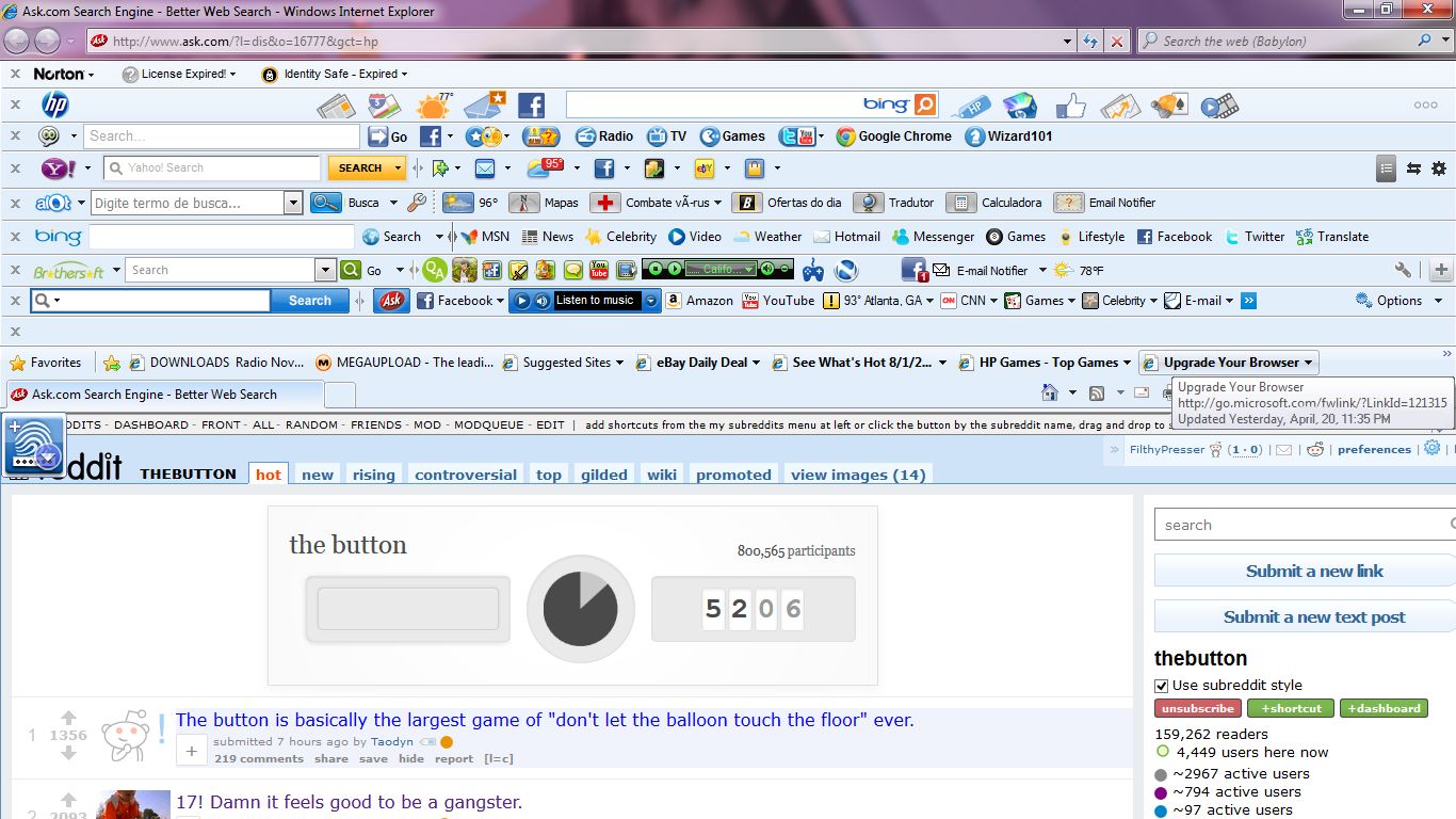 A typical presser's view of the button. | Scrolller