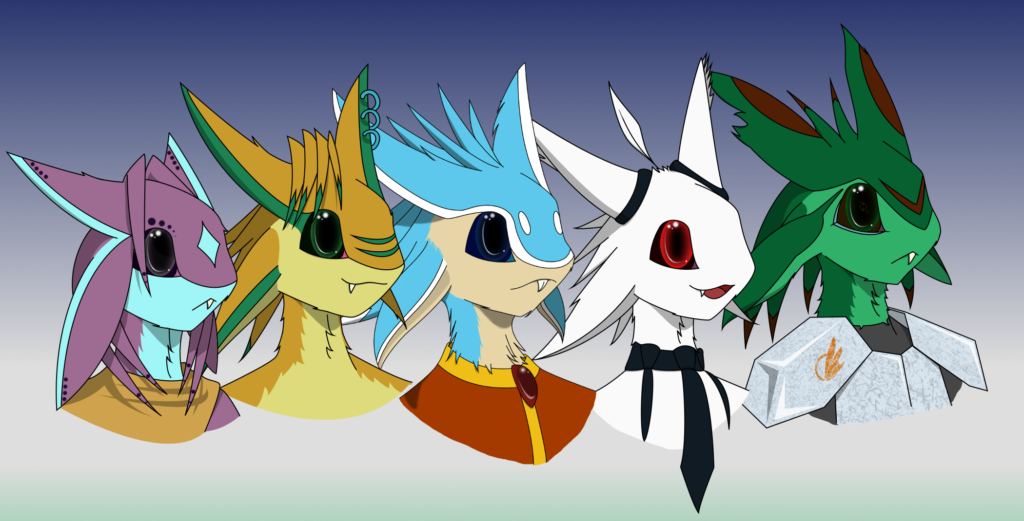 A while ago I drew my Starbound Avali (middle) and decided to come up with a whole pack for him ...