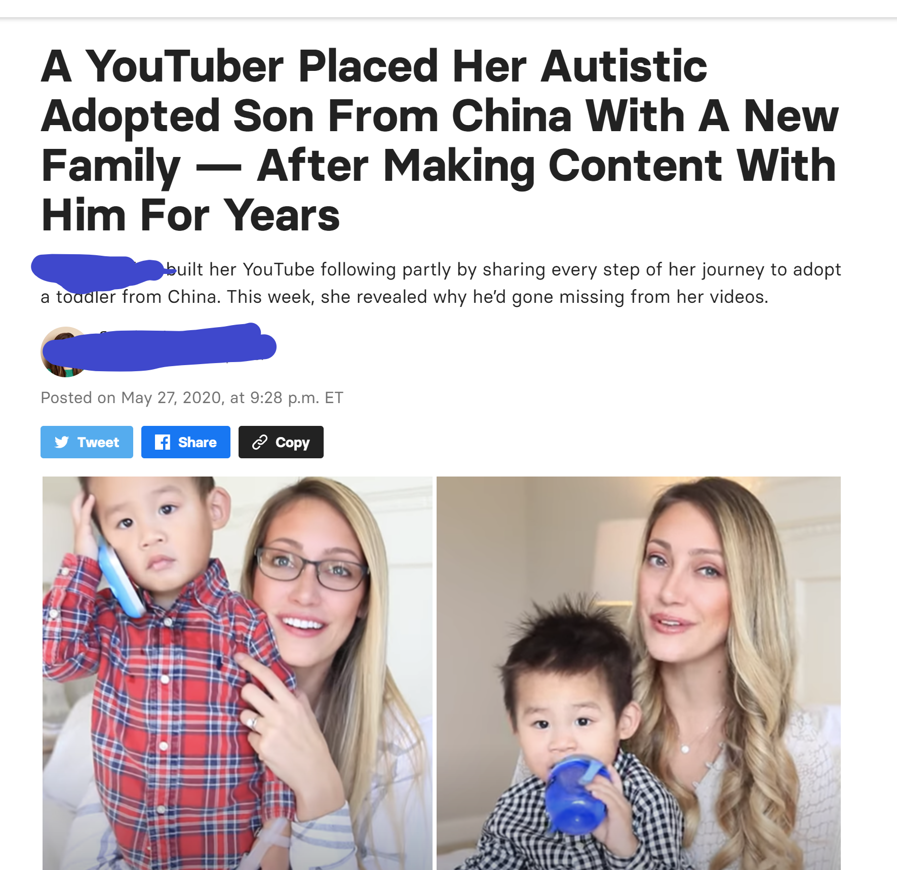 A YouTuber "RE-HOMED" Her Autistic Adopted Son From China With A New Family — After Making ...