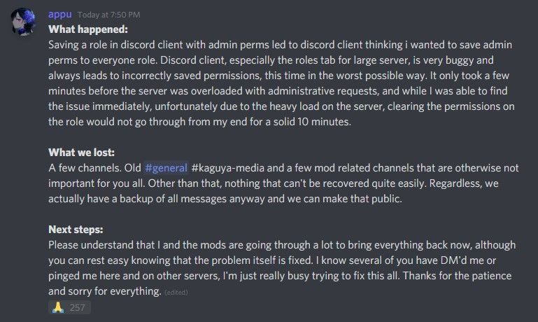 About what happened in the discord server | Scrolller