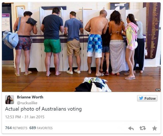 Actual photo of Australians voting. | Scrolller