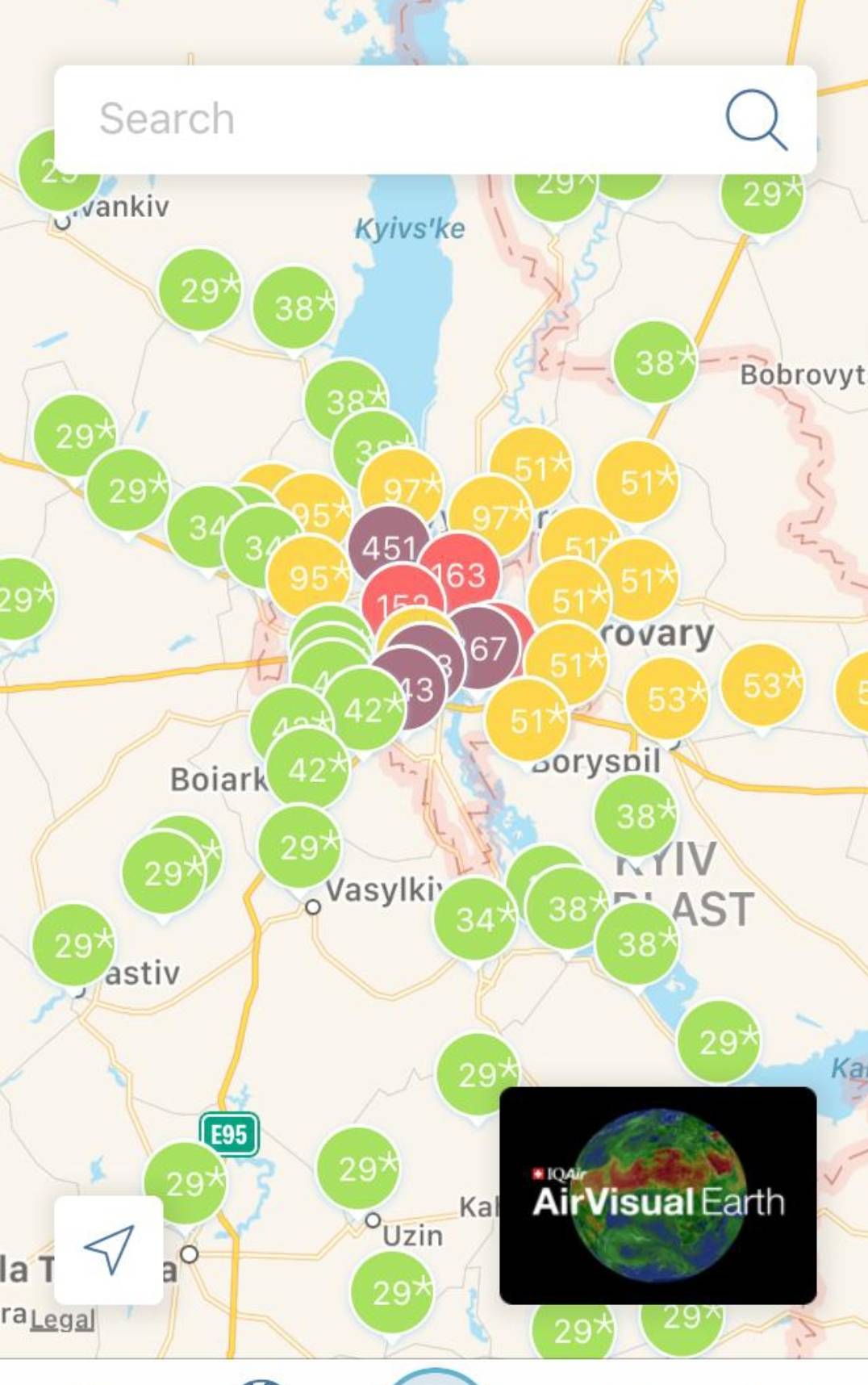 Air pollution this evening dangerously high. The scale is ranged from 0-500, with areas of ...