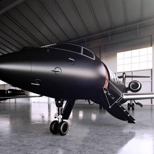 Airplane painted in matte black | Scrolller