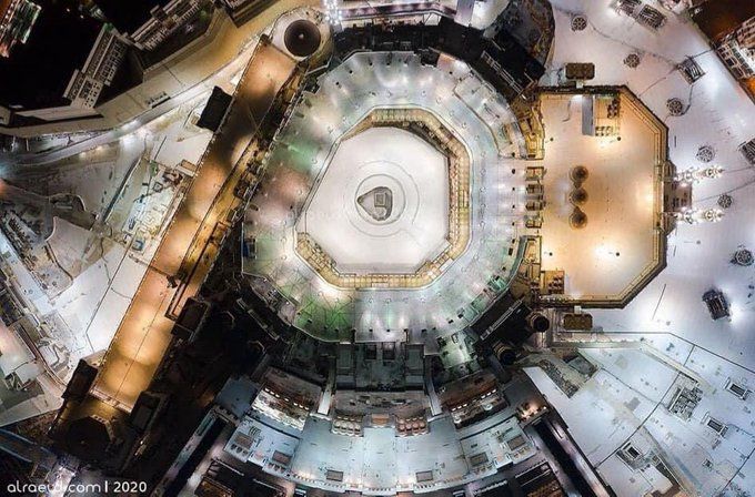 An aerial view of empty Masjid al-Haram in Mecca. | Scrolller