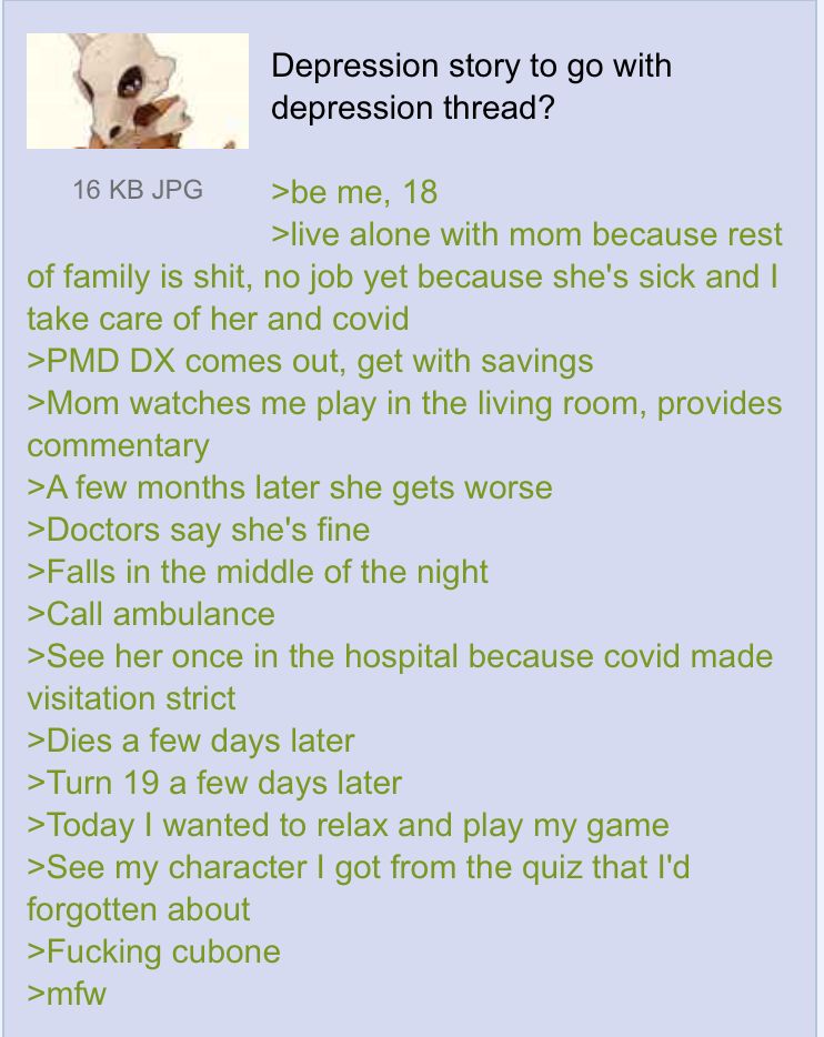 Anon is pretty depressed. | Scrolller