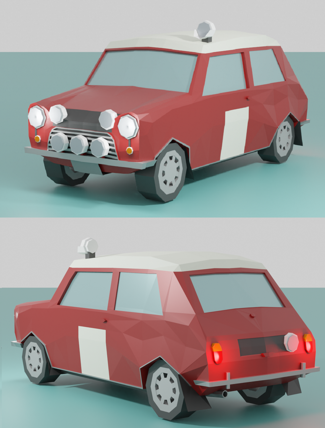 Another low poly render, this time the Mini Cooper S from the 60's. Still, not perfect, but I'm ...