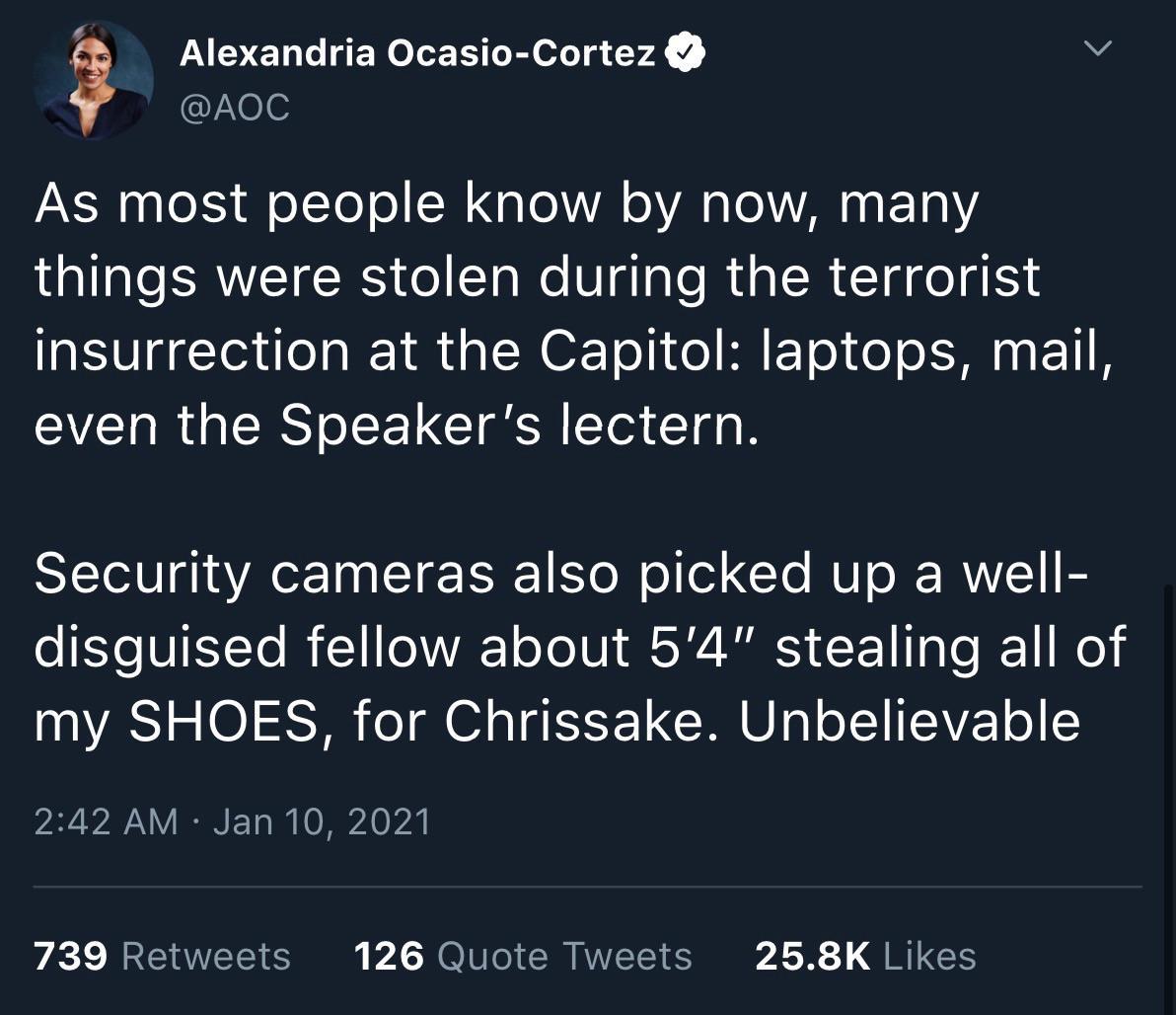 AOC lost her shoes in the Capitol riot | Scrolller