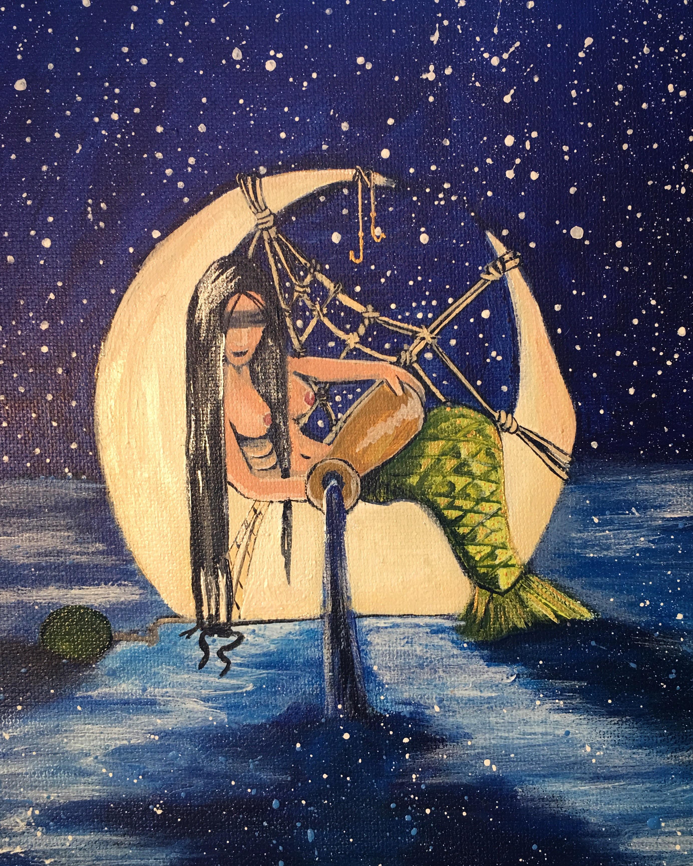 “Aquarius Goddess,” Me, Acrylics, 2018 | Scrolller