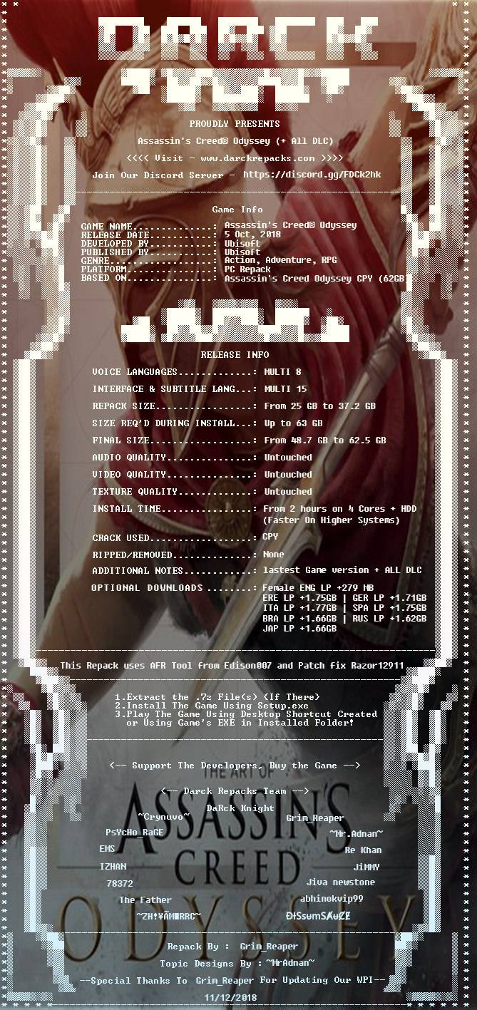 Assassin's Creed : Odyssey - Darck Repacks | From 25 GB | Scrolller