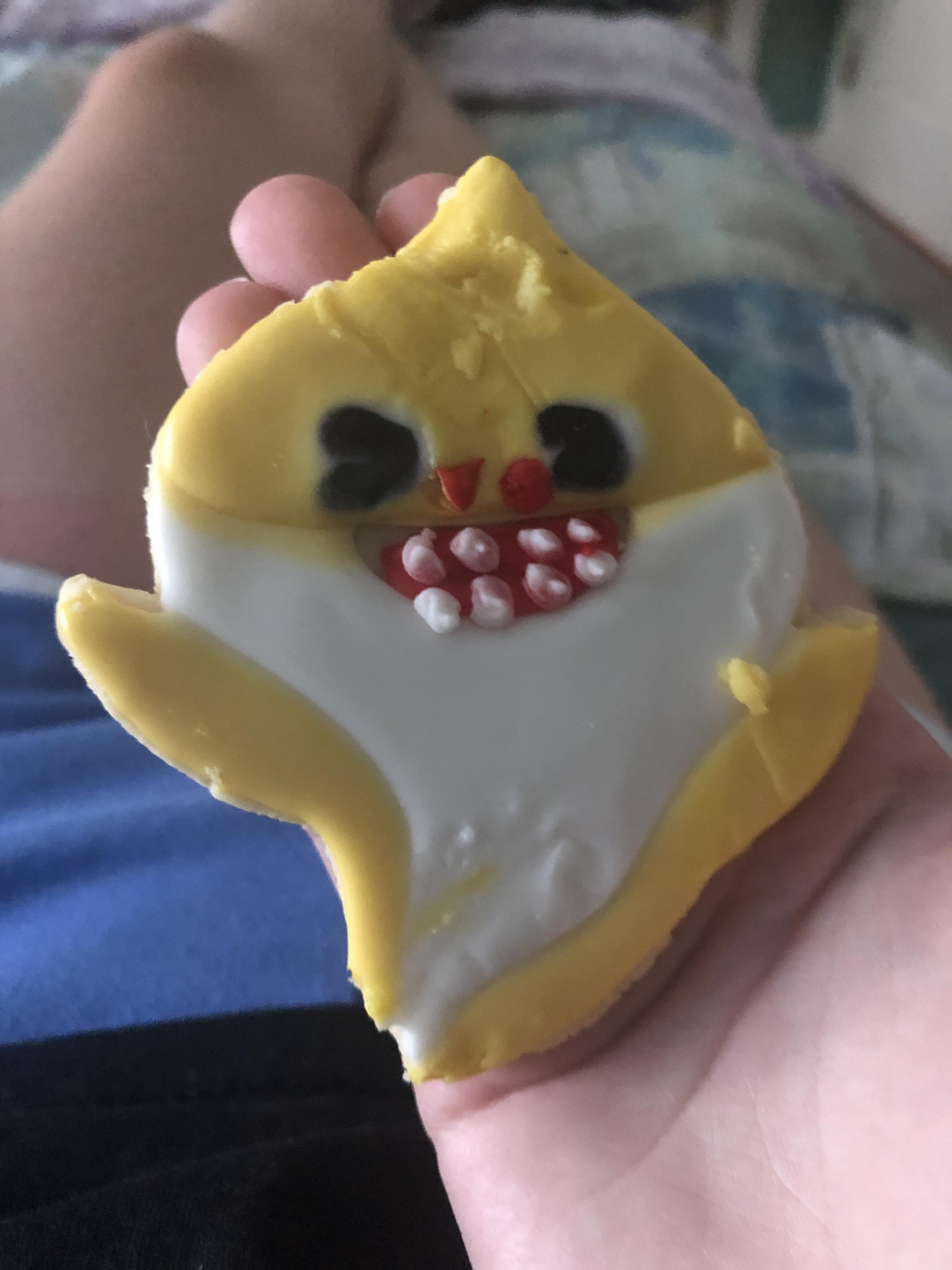 Aunt tried making a baby shark cookie. Think she made a demon. | Scrolller