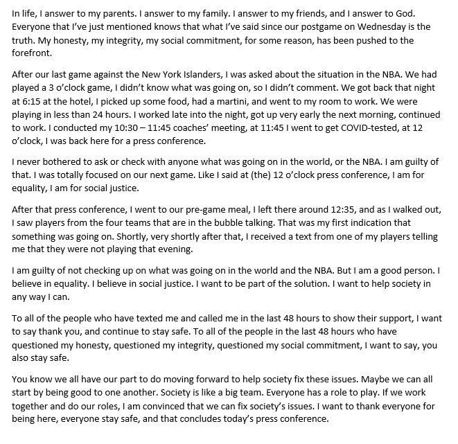 AV’s full statement from today. He did not take questions after. | Scrolller
